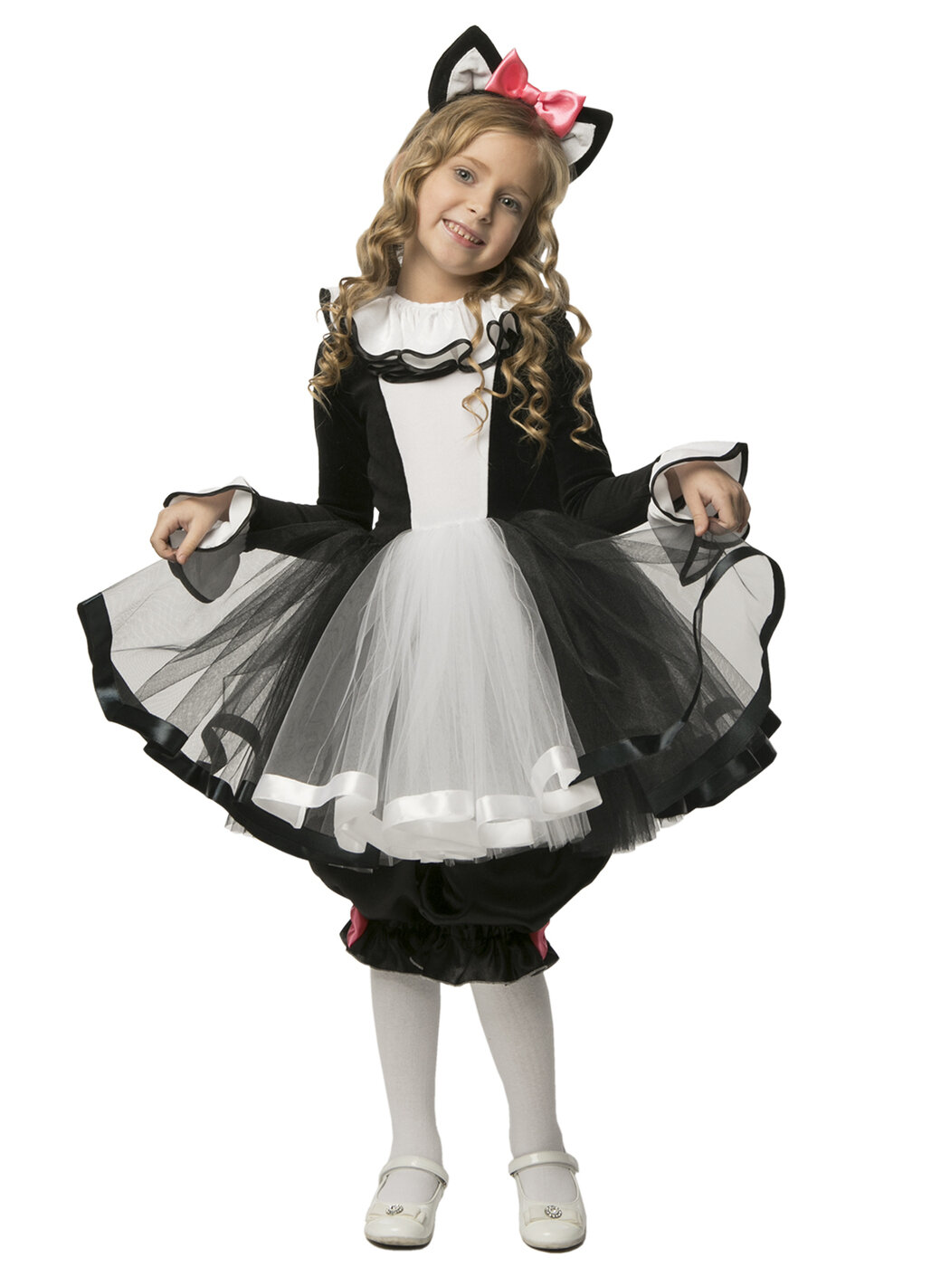 Детский карнавальный костюм Мисс Кошка на рост 104-110 (размер 28)