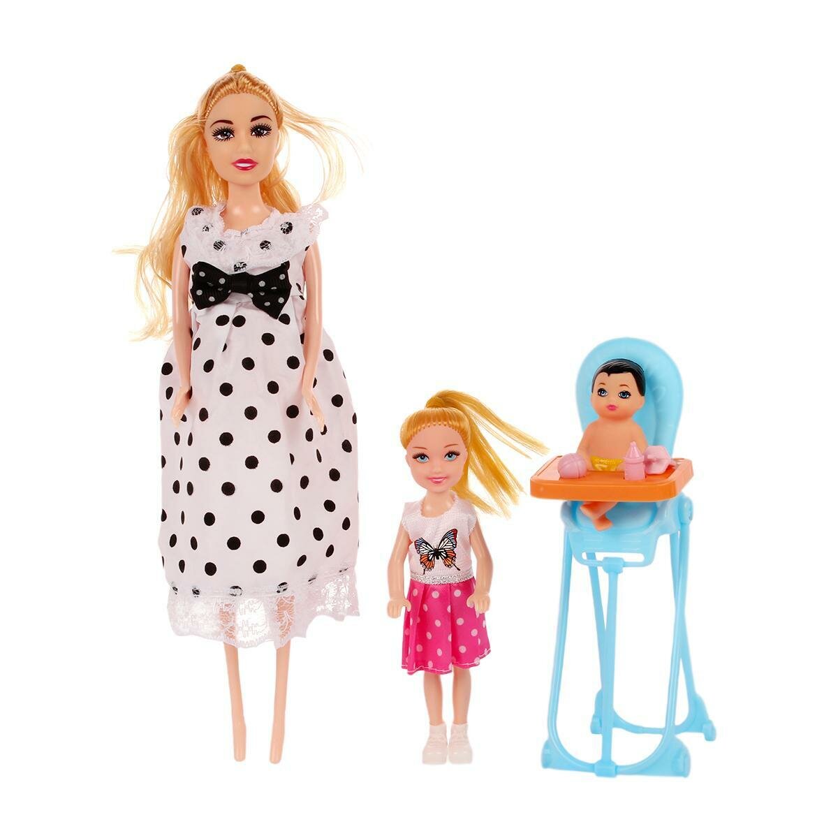 Кукла модель беременная с детьми, набор 3 шт, пластик, 29 см