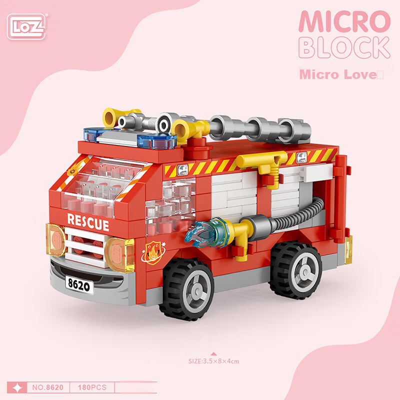 Loz Micro-Particle Building Blocks, Children's Toy Car And Airplane Models, Birthday Gift for Boys And Girls, 8620 Fire Truck