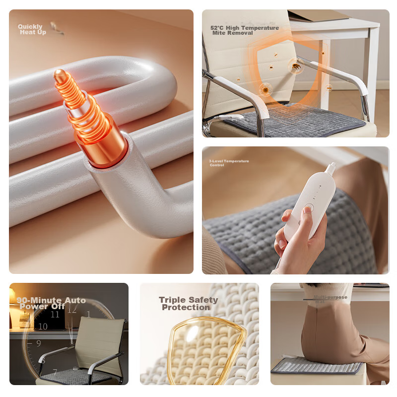 JD Jingzao 2024 New Multi-Purpose Electric Heating Blanket And Pad, Heating Mat, Seat Cushion, Office Heating Chair Pad, 40*40cm
