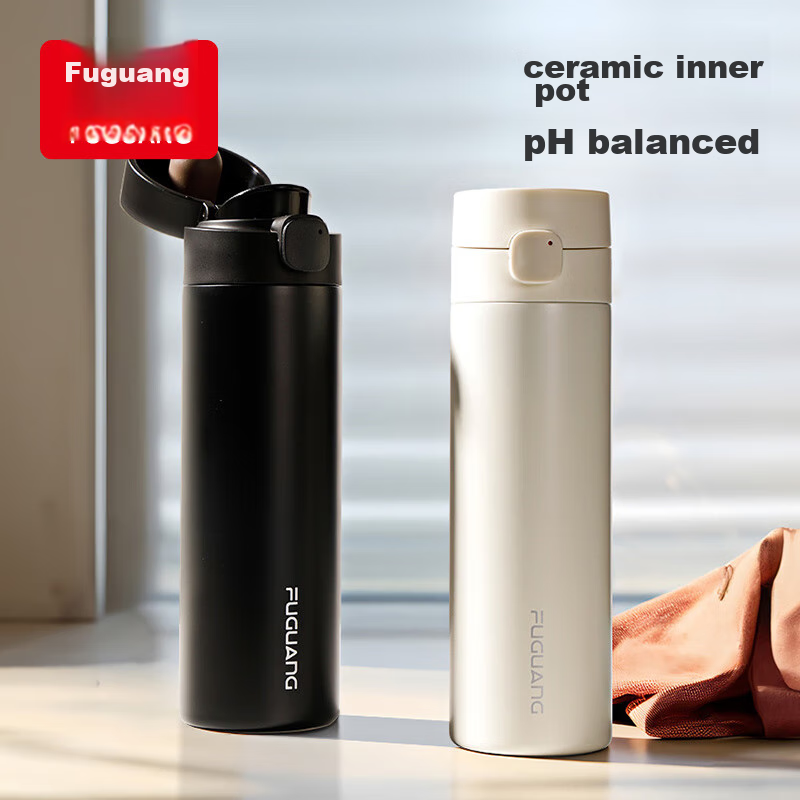 Fuguang Insulated Mug with Pop-Up Lid, Ceramic Inner Liner, Large Capacity, Portable, for Students, Cold Water Cup, Car-Mounted, Outdoor, Children's