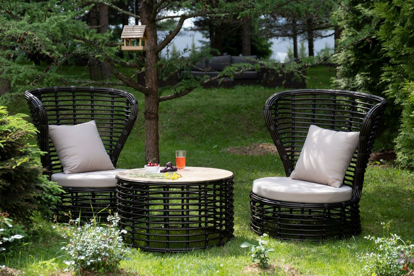 Лаунж зона 4SIS "Парма" кофейный комплект из искусственного ротанга, цвет бронзовый арт. PAC2T1-3-SET