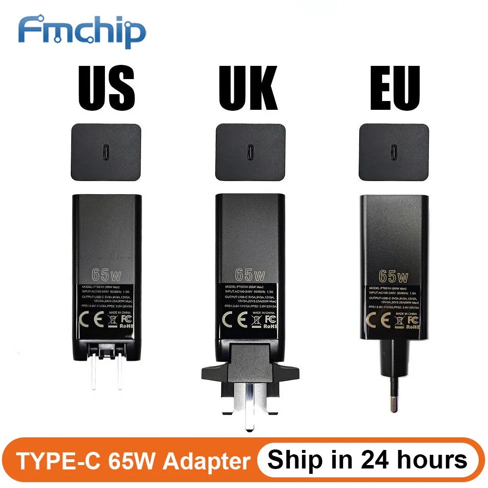 FMchip зарядное устройство Type-C 65 Вт EU adapter and cable