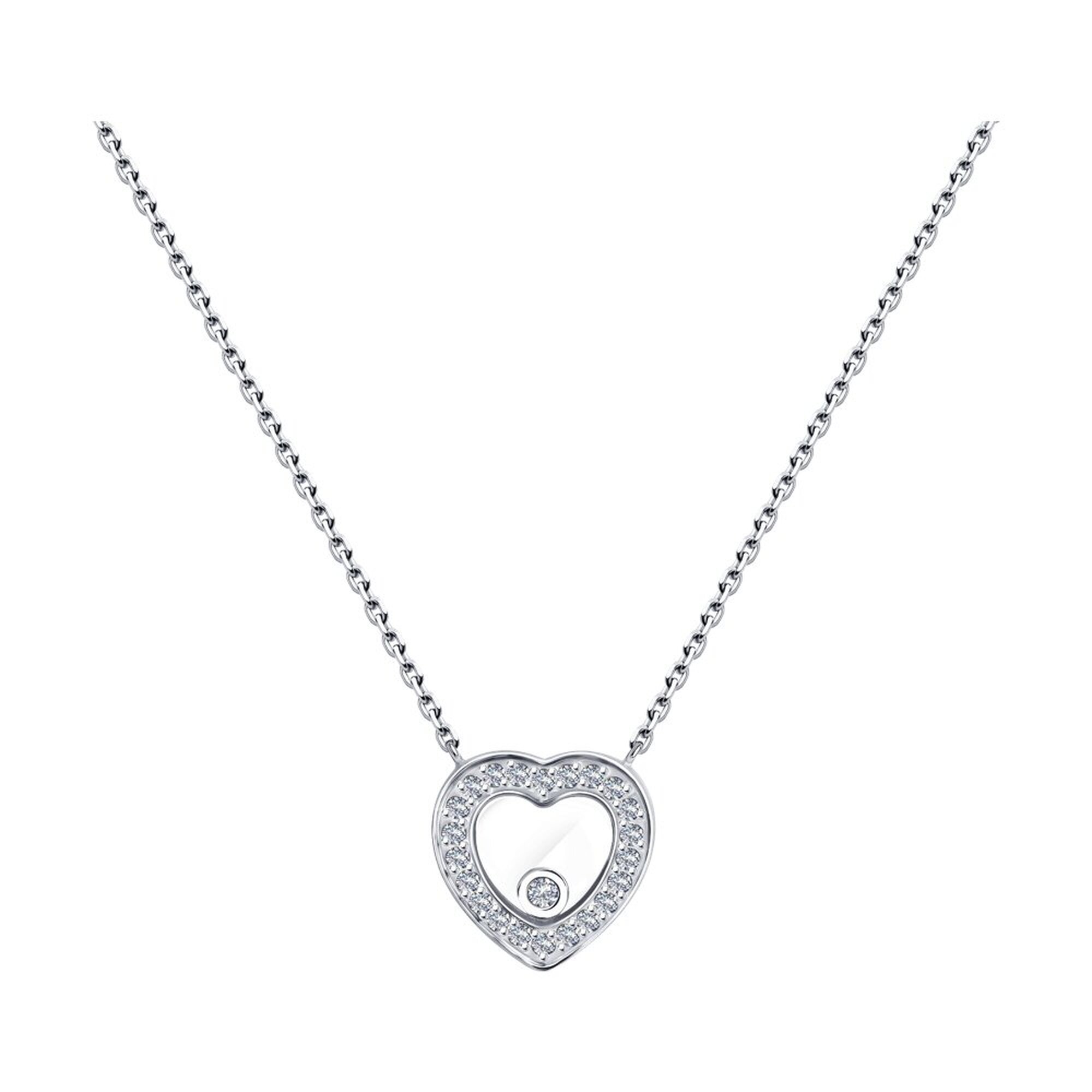 Колье, белое золото, 585 проба, бриллиант, сапфировое стекло