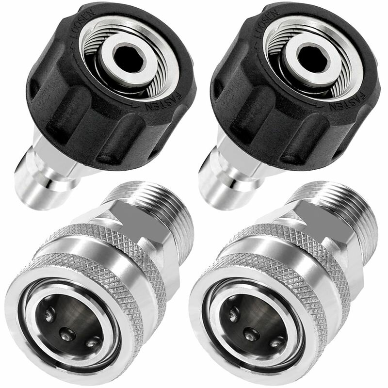 Комплект фитингов для мойки высокого давления, переходник M22-14 мм на 3/8 дюйма, нержавеющая сталь, быстроразъемные соединения, универсальный набор адаптеров без утечек