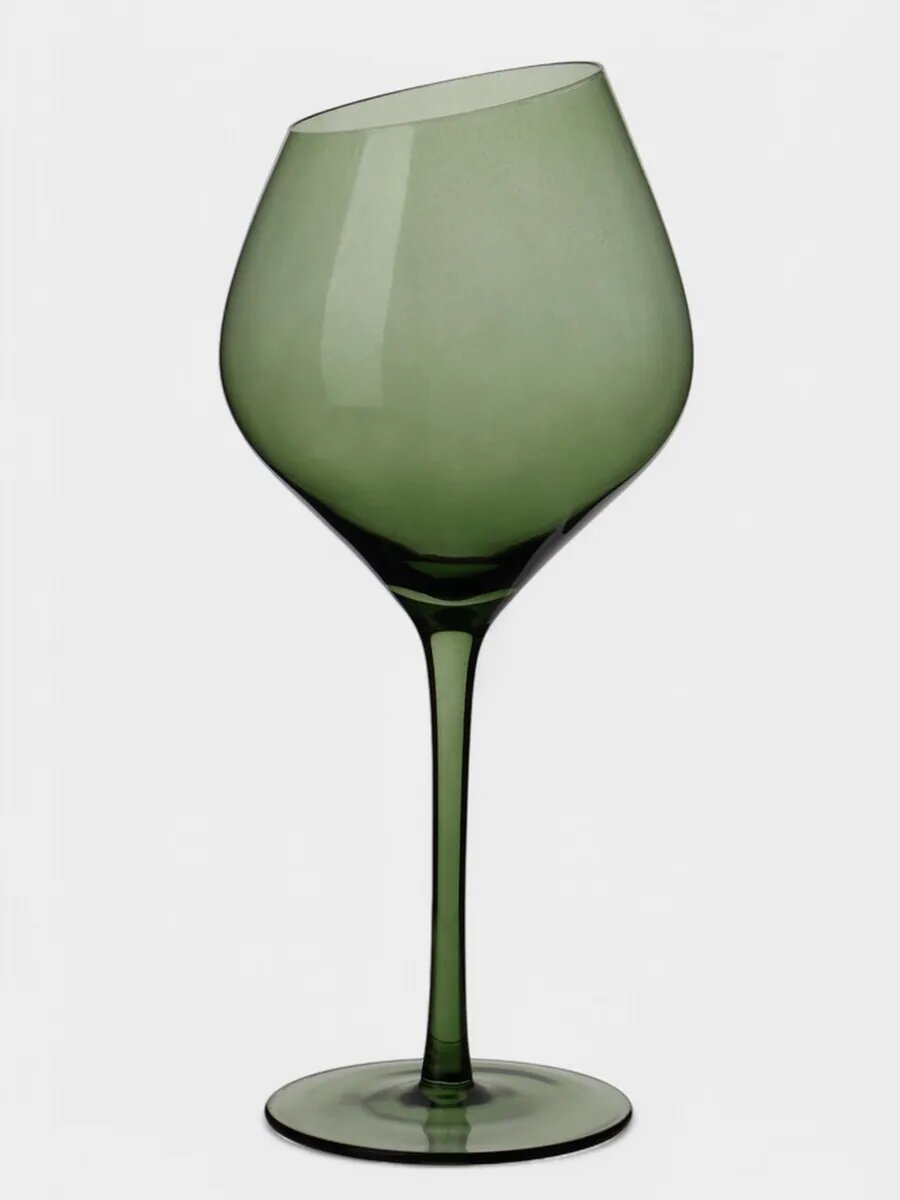 Бокал для вина и коктейлей Иллюзия 540 мл стекло зелёный в подарок