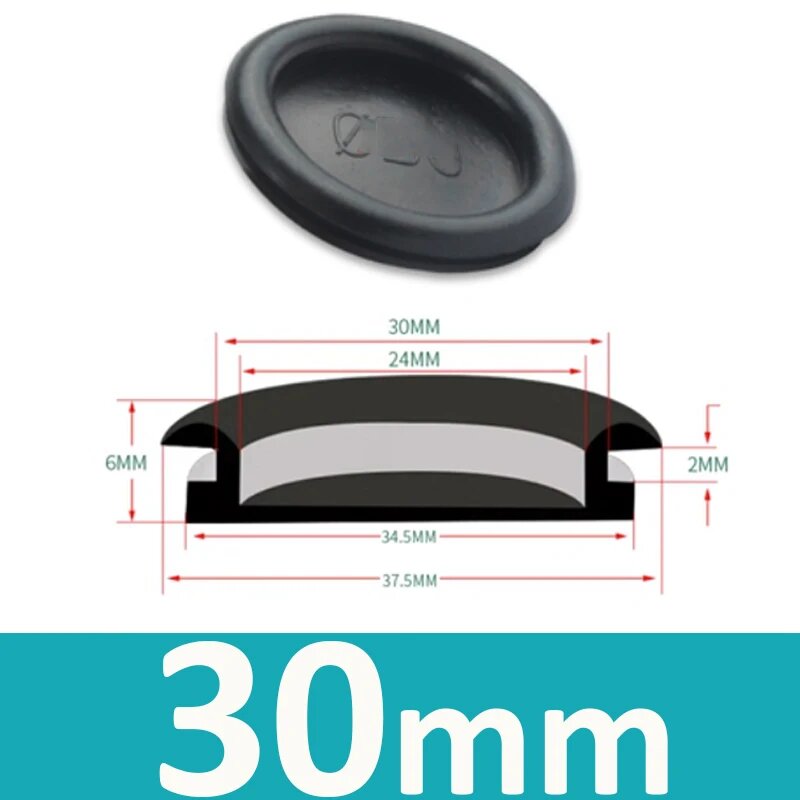 Черные резиновые прокладки для кабелей 30mm(10Pcs)