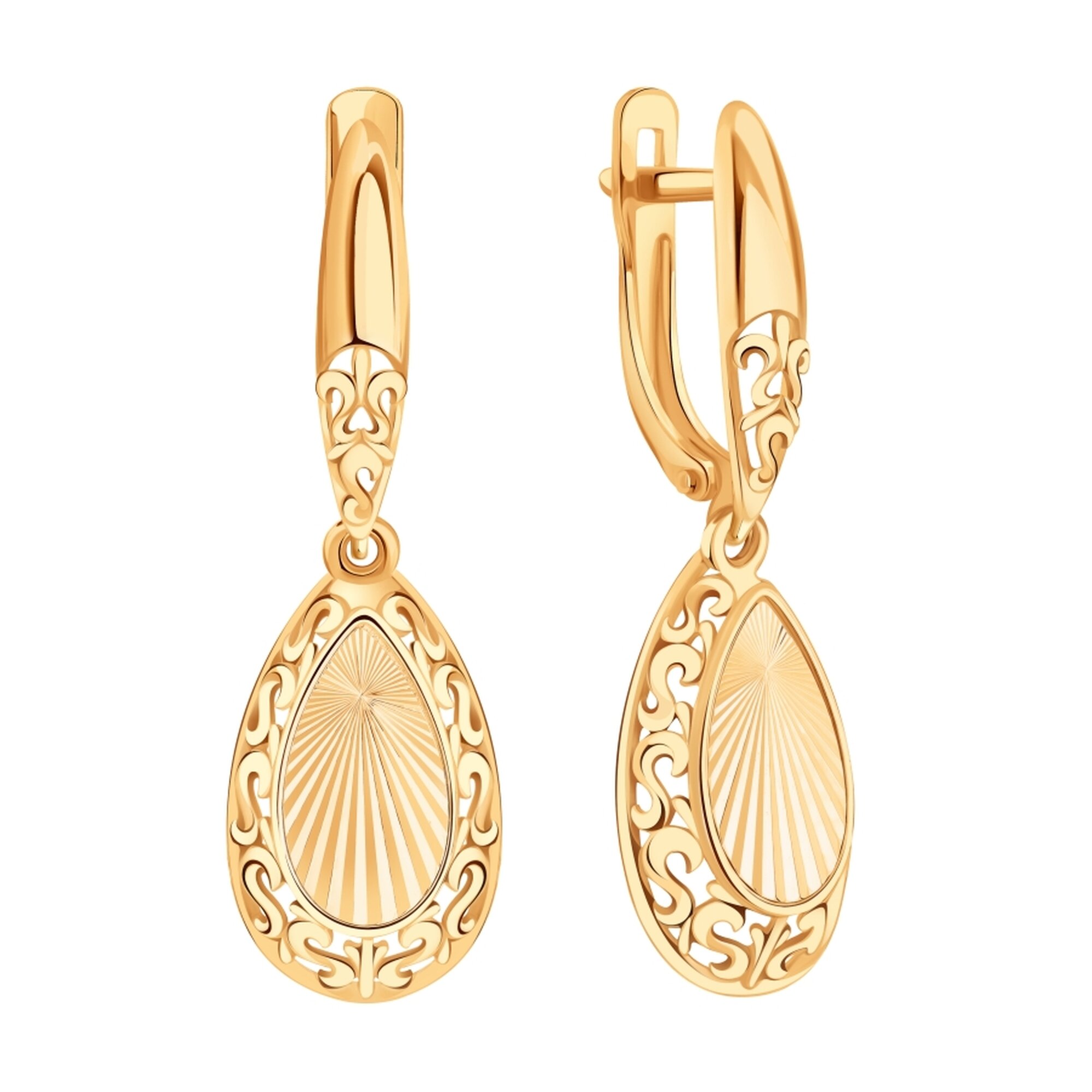 Серьги, красное золото, 585 проба