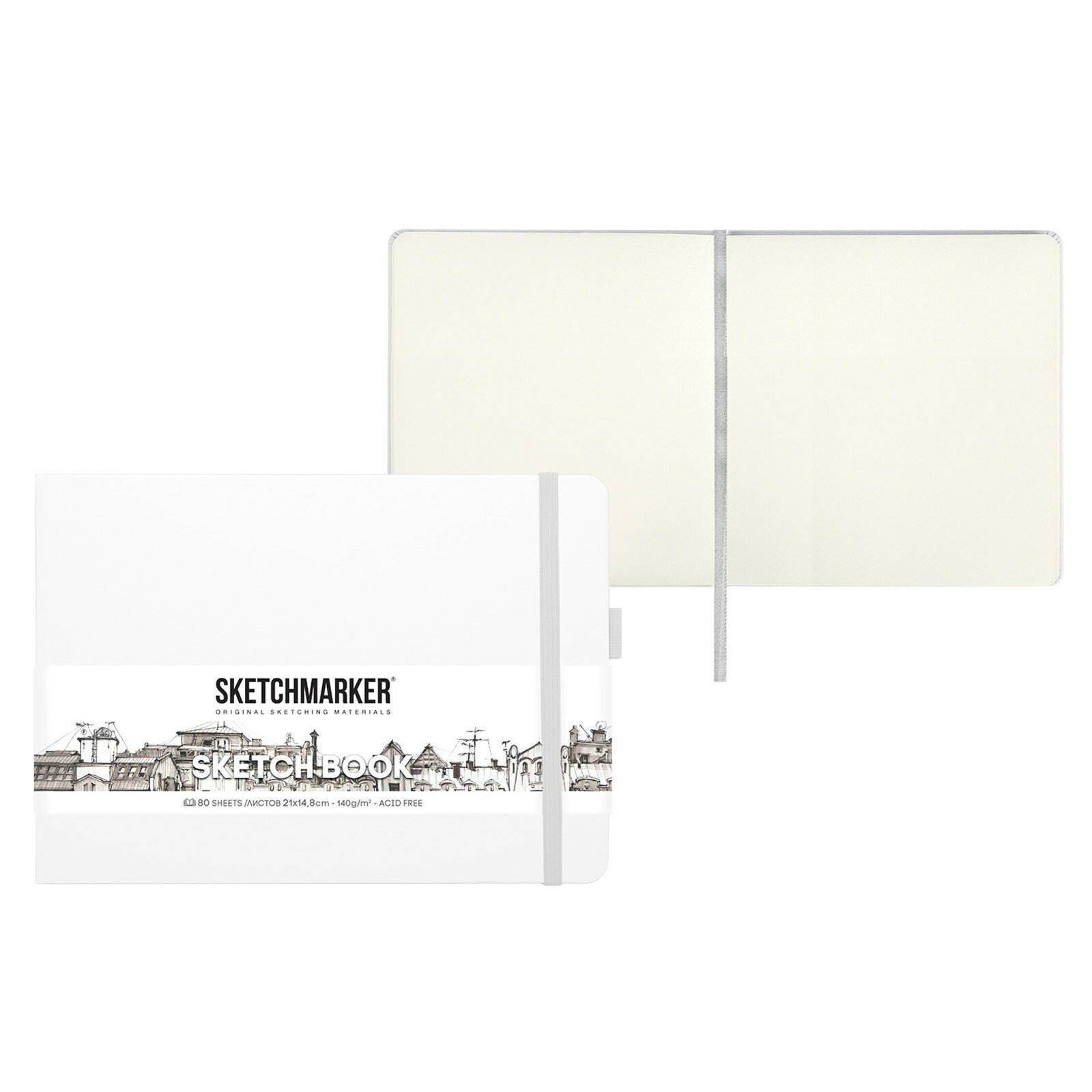Скетчбук SketchMarker, A5, 210x148мм, 80листов, 140г/м², для разных материалов