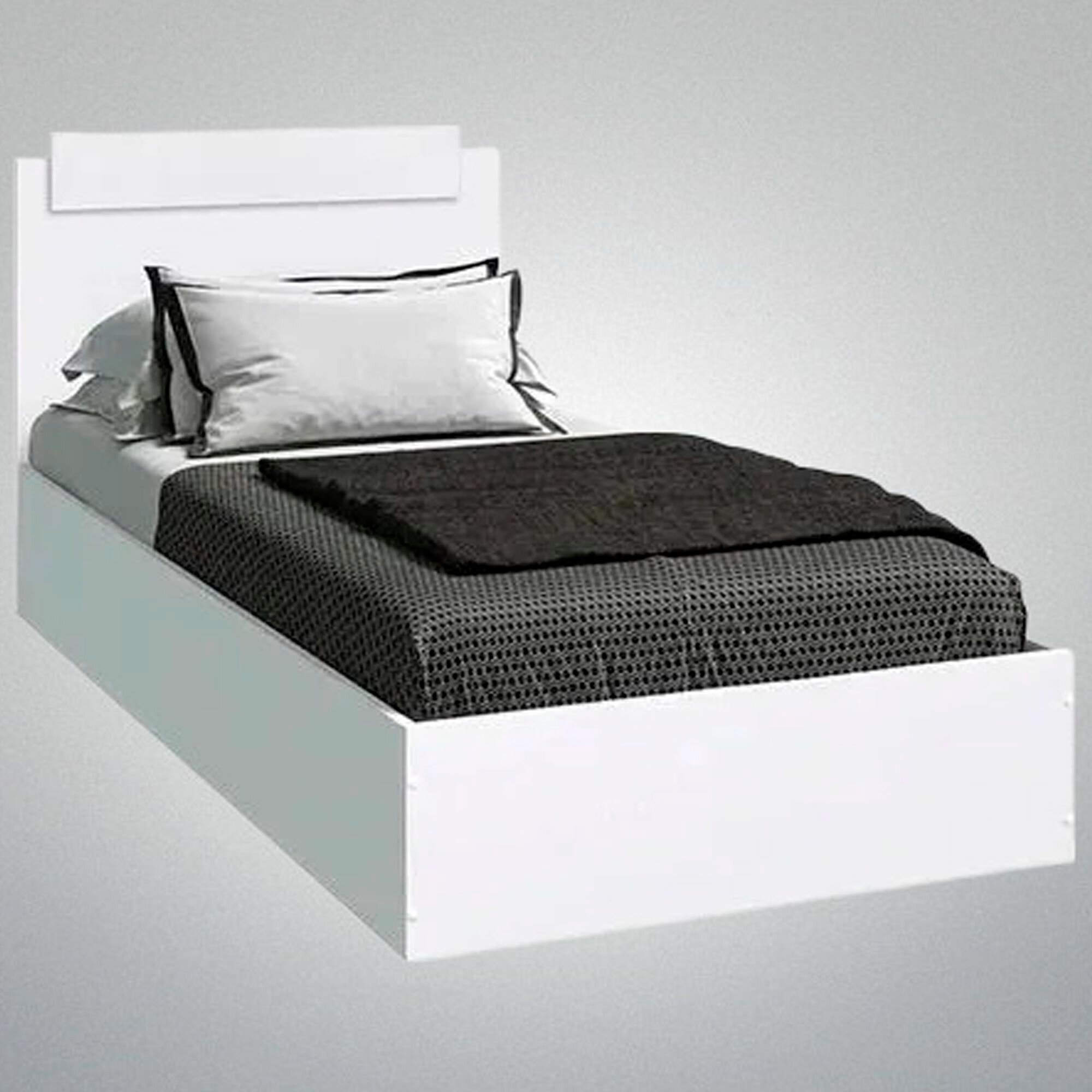 Кровать односпальная "ЭКО" 90х200 Белый гладкий, подростковая для подростка мальчика и девочки, напольная, детская