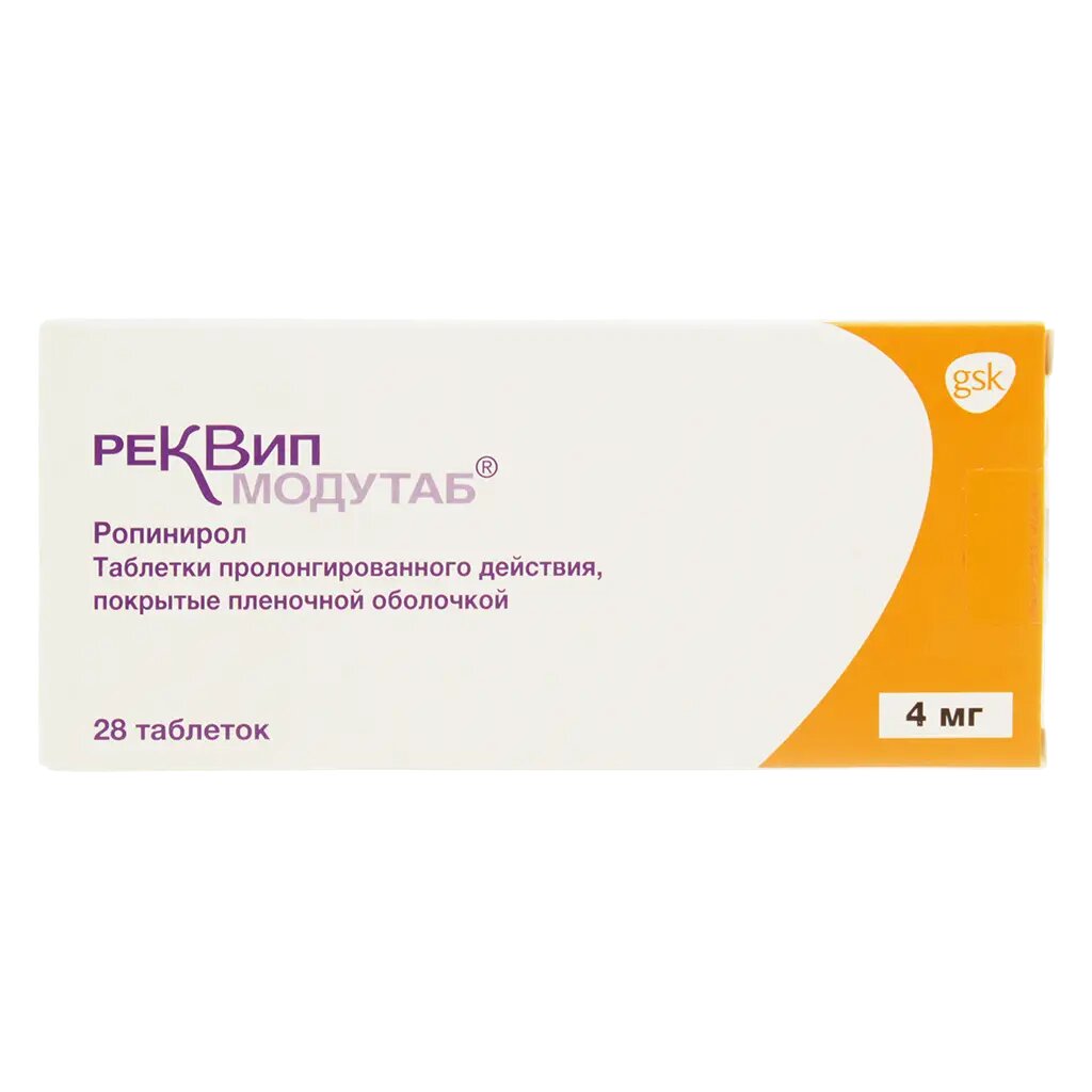 Реквип Модутаб таблетки пролонг действия покрыт. плен. об. 4 мг 28 шт