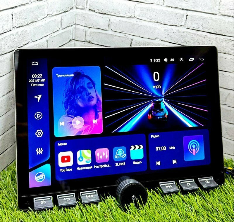 Автомагнитола BOS-MINI T216 QLED, Wi-Fi, CarPlay, 8 ядерный процессор, сенсорный экран, кулер охлаждения и крутилка