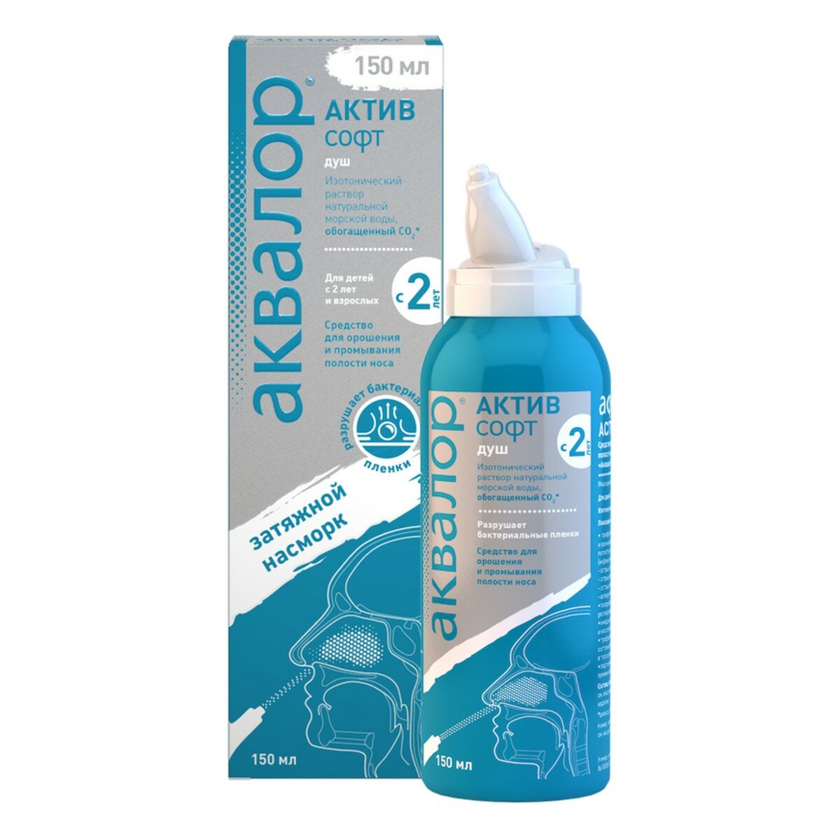 Аквалор Актив Софт, средство для орошения и промывания полости носа, 150 мл