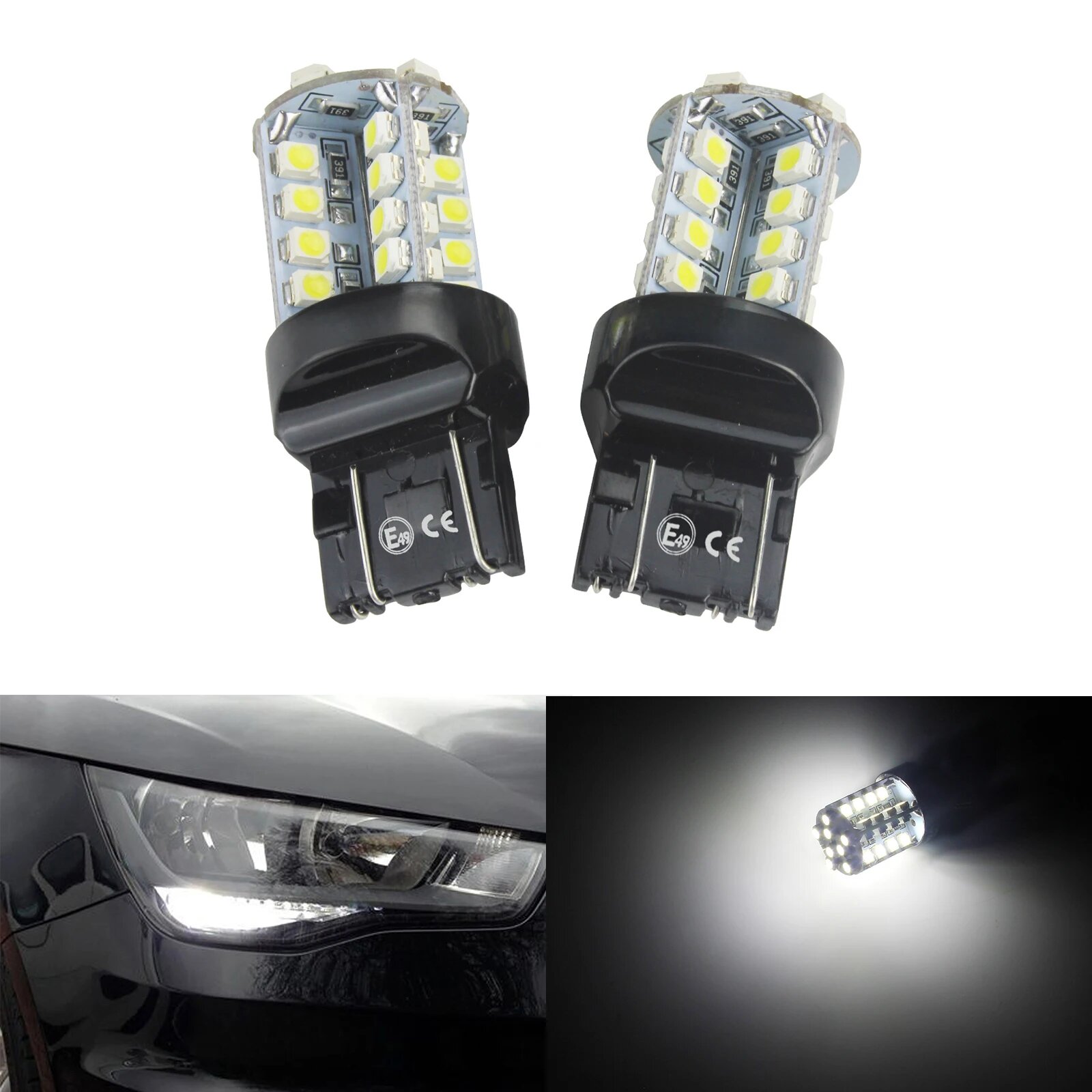 ANGRONG 2x7443 580 W21/5W лампа 40 SMD фонарь заднего хода индикатор дневного света фонарь DRL
