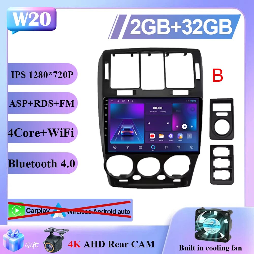 Для Hyundai Getz 2002-2011 автомобильный стерео радио мультимедийный плеер GPS-навигация головное устройство Carplay DVD Auto 2din 5G WIFI Android 14 B-2-32G CAM