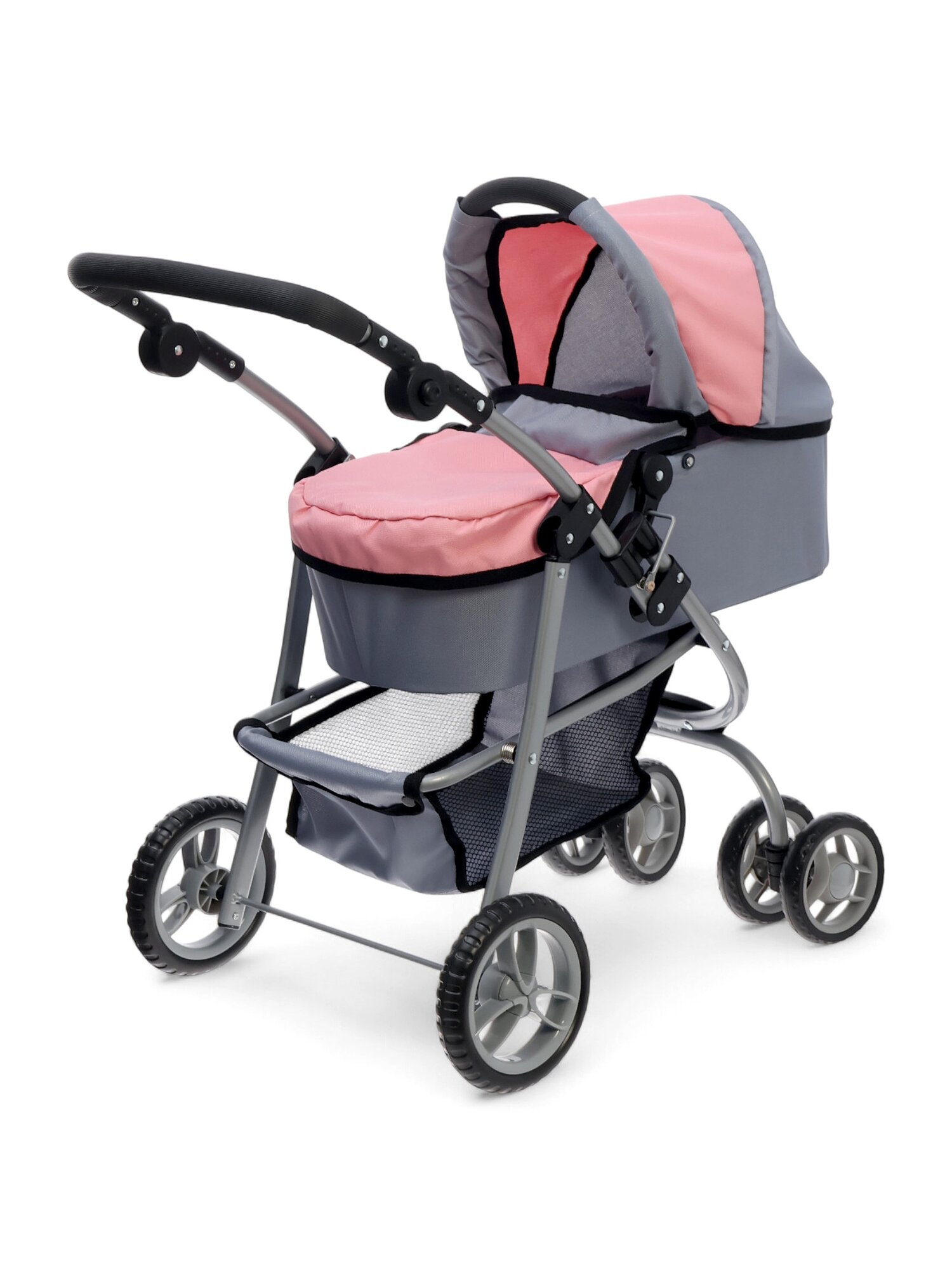 Коляска для кукол зима-лето 2 в 1, регулирует ручка, металлический каркас
