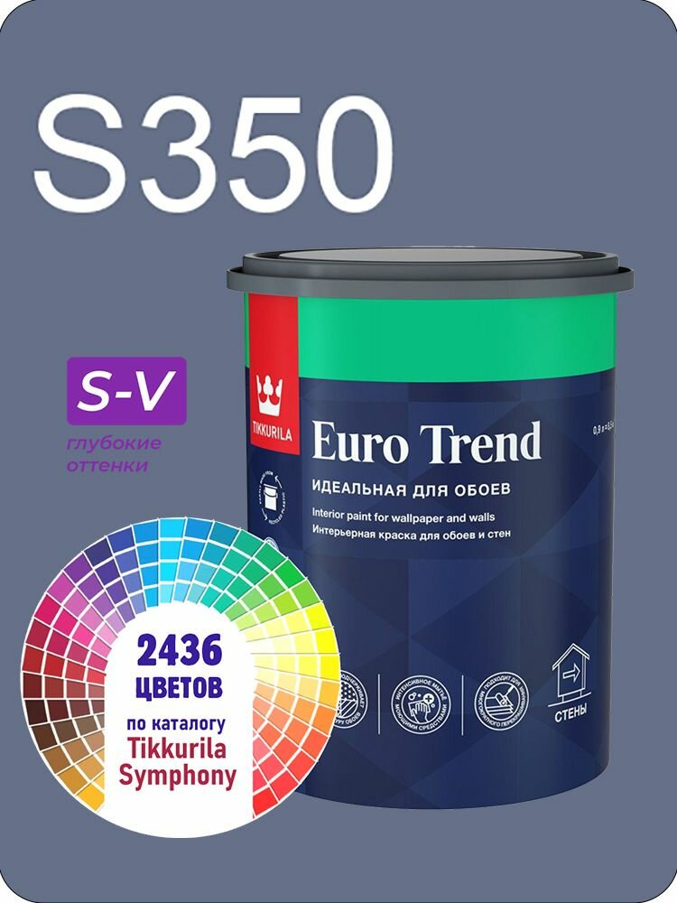 Краска для обоев Tikkurila Euro Trend 0,9л. глубокие оттенки S350