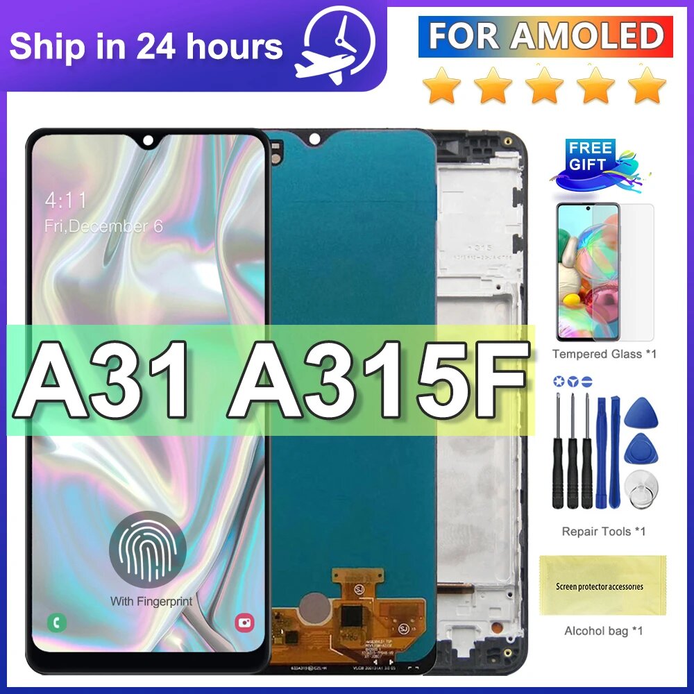 6,4-дюймовый AMOLED LCD-экран Для Samsung A31, Сенсорный Дигитайзер, Замена, Высокое TFT No Frame