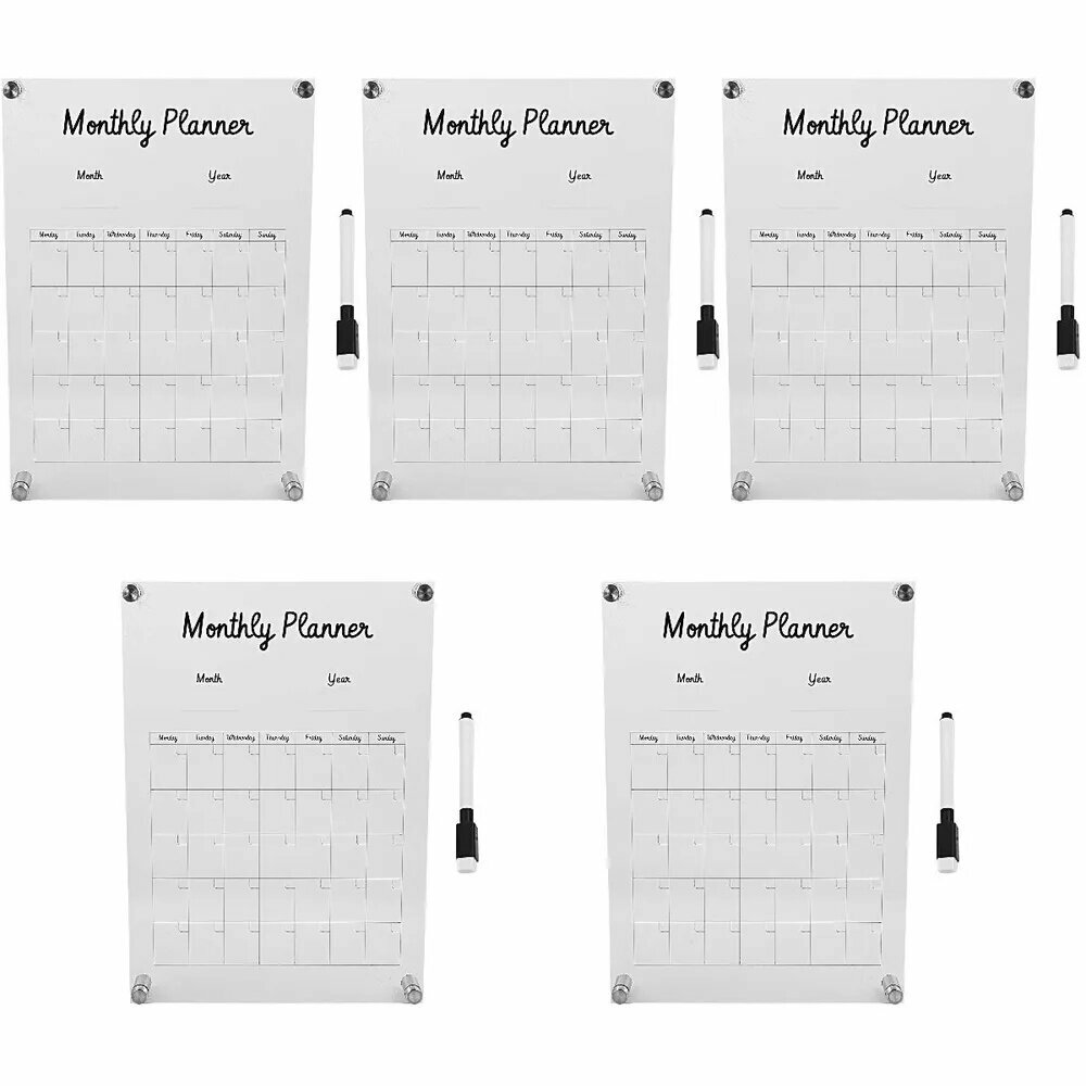 Набор из 5 прозрачных досок для сообщений из акрила с еженедельным планированием для дома