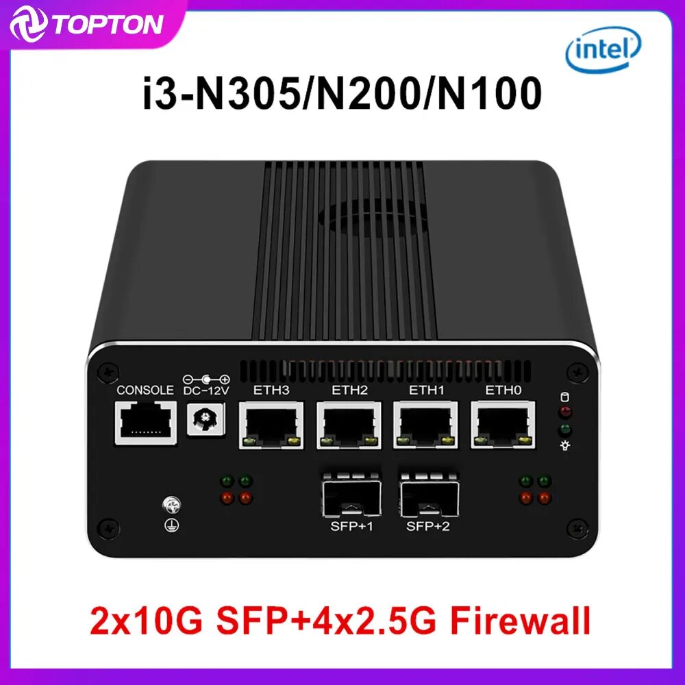 Topton X8 Мини-ПК Intel i3-N355/N305/N150/N100 No Ram No Storage, N150 8x2.5G