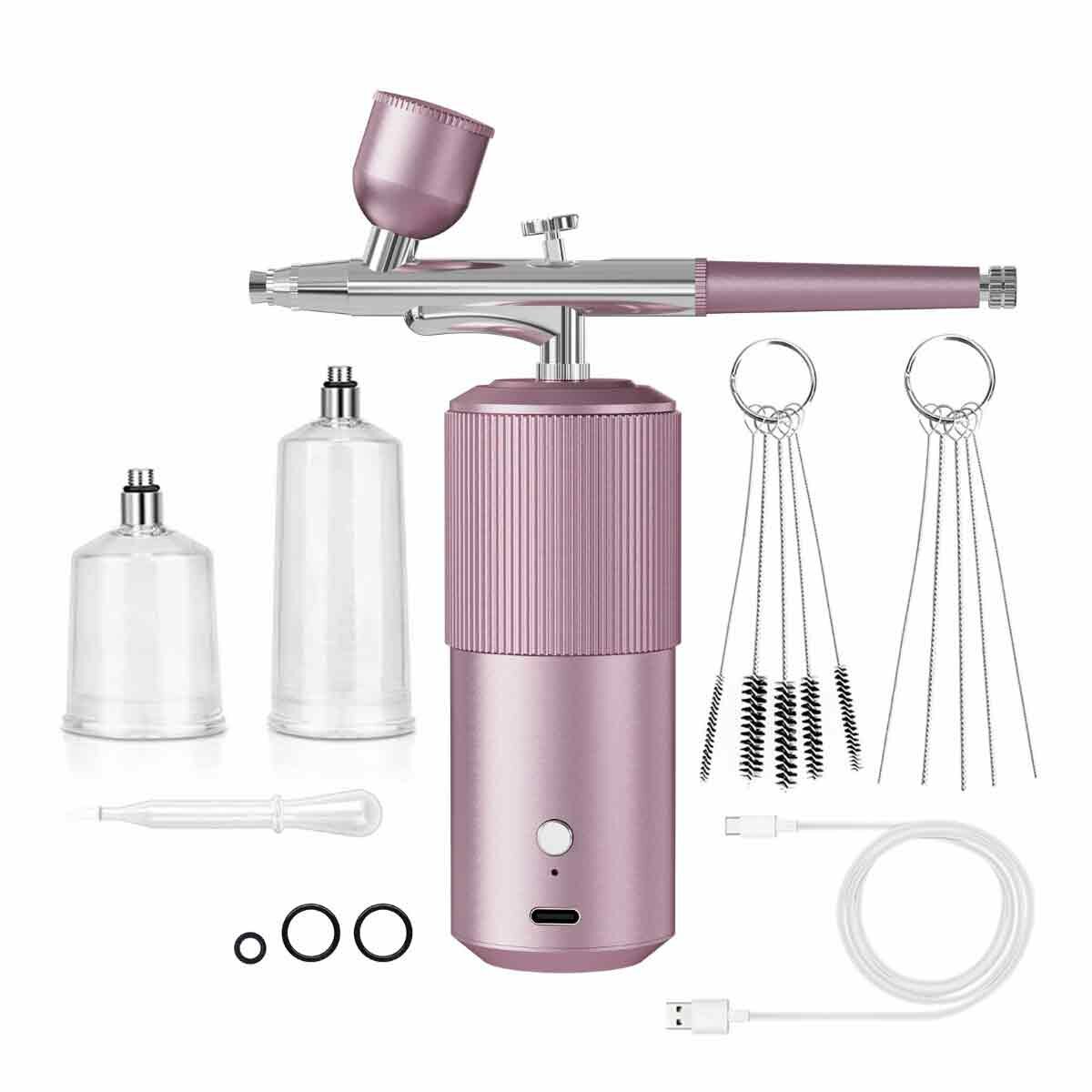 Набор аэрографов с компрессором - 48PSI Перезаряжаемый беспроводной набор аэрографов без засорения с 0.2/0.3/0.5 мм насадками для нейл-арта