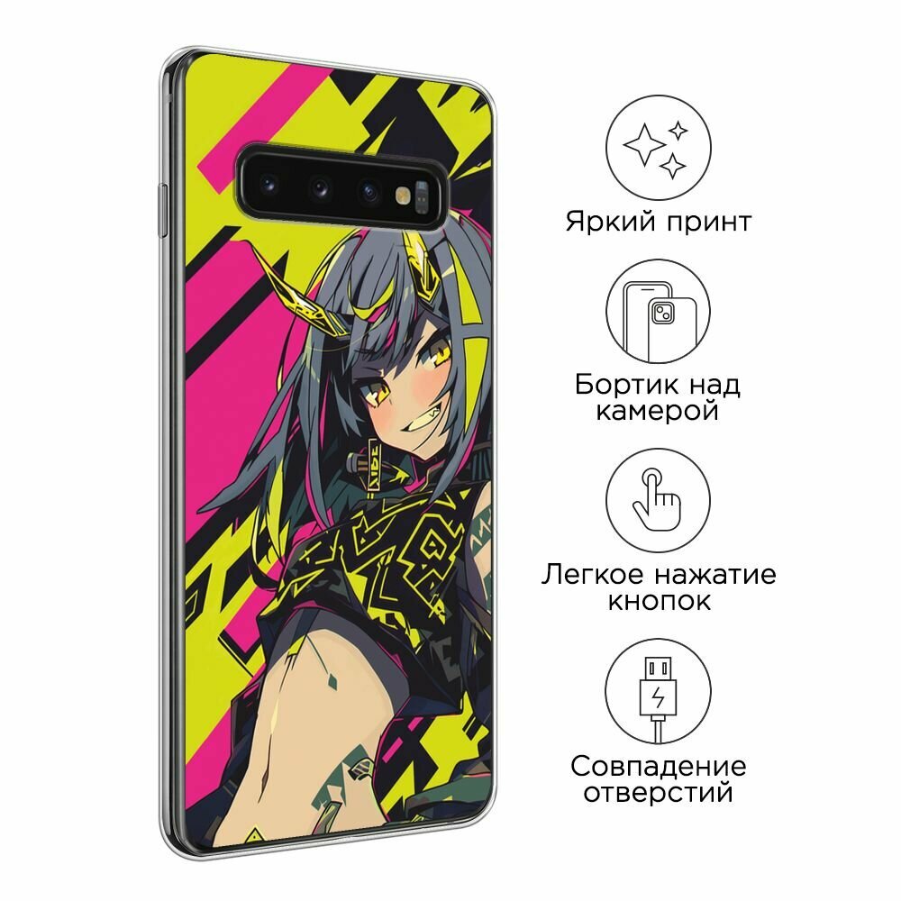 Чехол на Samsung Galaxy S10 + / Самсунг Галакси S10 Плюс с принтом "Девушка в кибер костюме" — фото 1