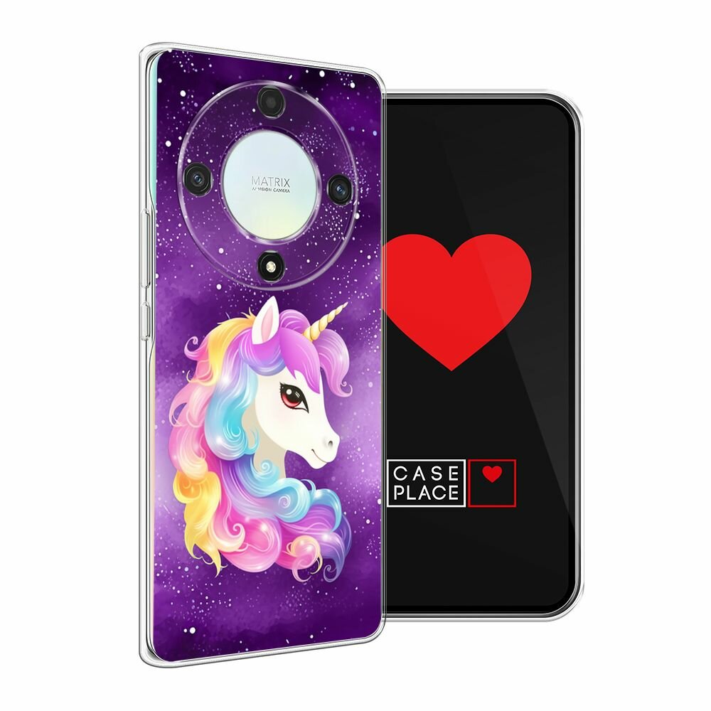 Чехол на Honor X9A / Хонор X9A с принтом "Кудрявый единорог" — фото 1