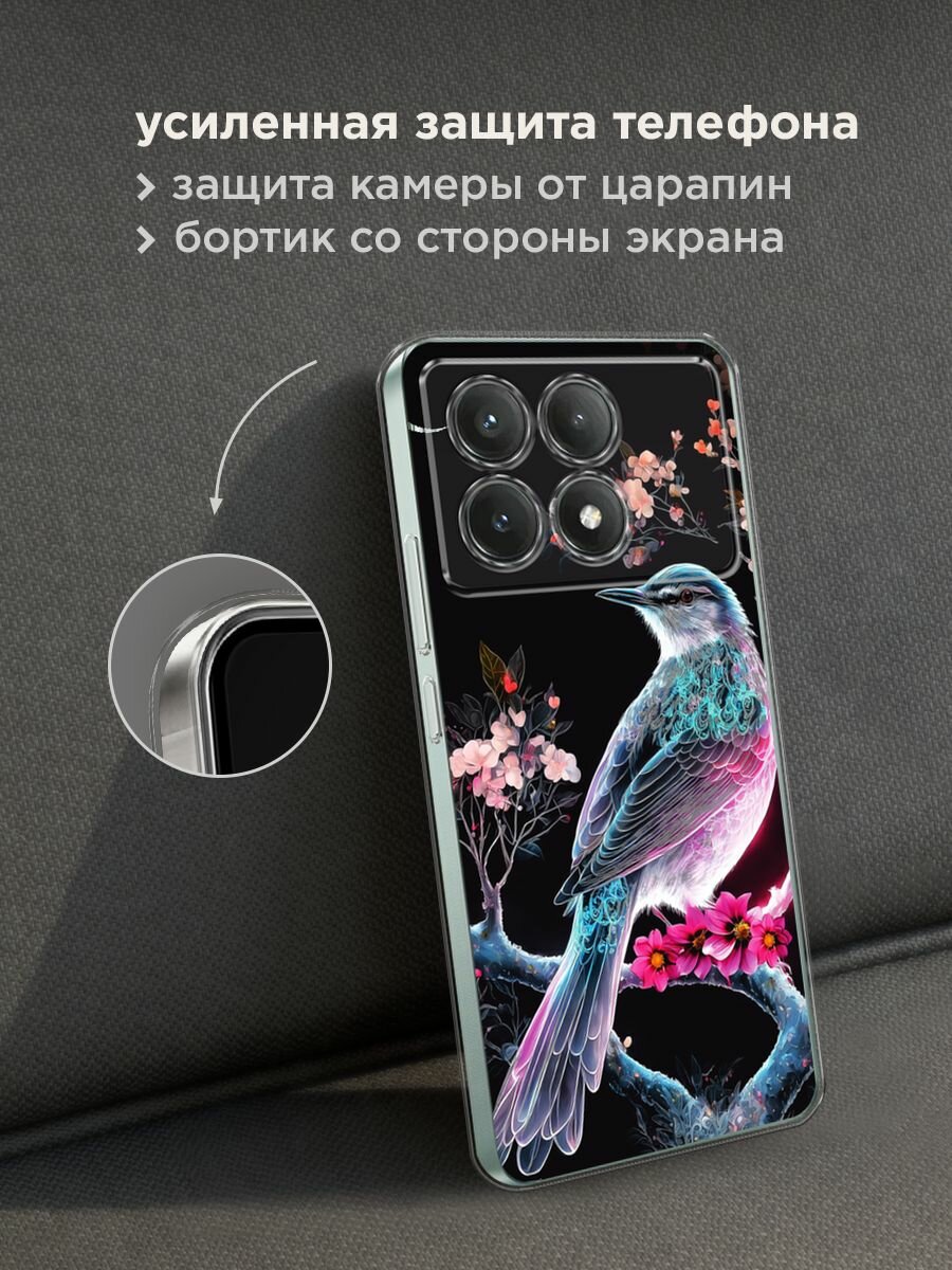 Чехол на Xiaomi Poco X6 PRO 5G / Поко X6 Про 5G с принтом "Птица на цветущем дереве" — фото 1