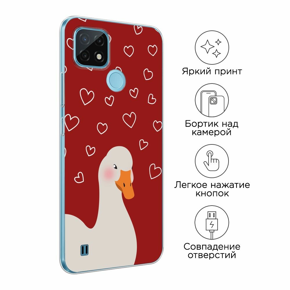 Чехол на Realme C21 / Реалми С21 с принтом "Влюблённый гусь 1 - 14 февраля" — фото 1