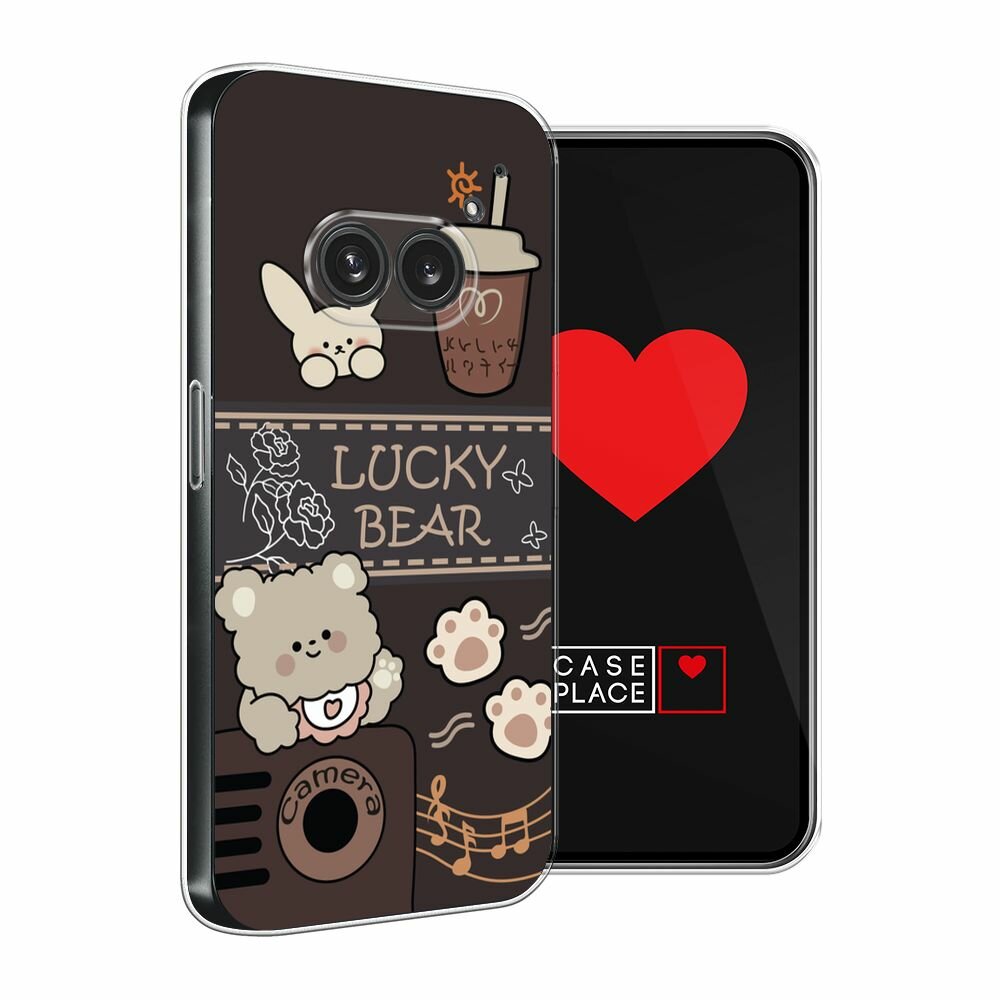 Чехол на Nothing Phone 2a/2a Plus / Нотинг Фон 2а/2a Плюс с принтом "Lucky bear coffee 1"