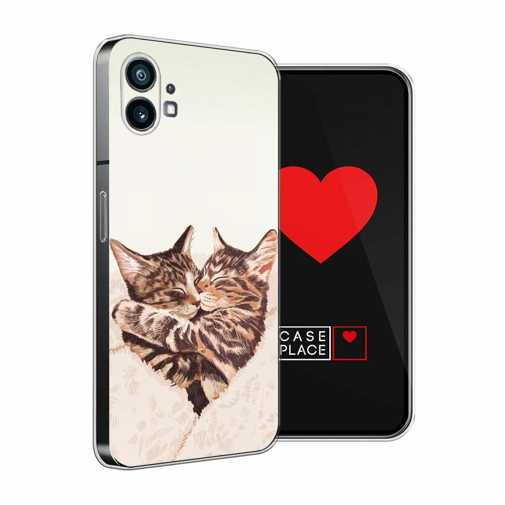 Чехол на Nothing Phone 1 / Нафинг Фон 1 с принтом "Влюбленные котейки - 14 февраля" — фото 1