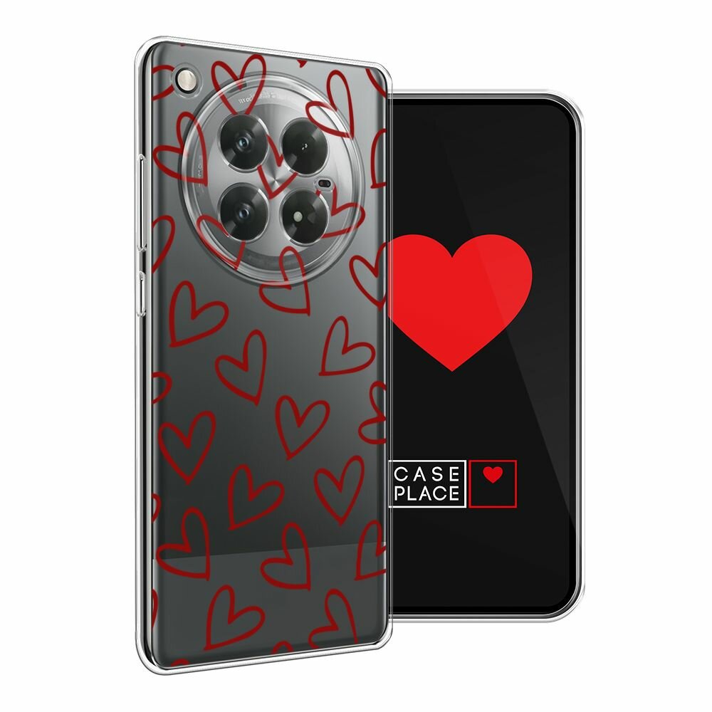 Чехол на Infinix Zero 40 5G / Инфиникс Зеро 40 5G с принтом "Little hearts doodles 2 - 14 февраля", прозрачный — фото 1