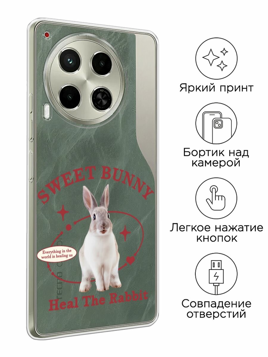 Чехол на Tecno Camon 30 5G / Текно Камон 30 5G с принтом "Heal the rabbit", прозрачный — фото 1