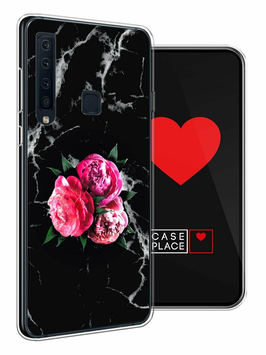 Чехол на Samsung Galaxy A9 2018 / Самсунг Галакси А9 2018 с принтом "Букет на черном мраморе" — фото 1