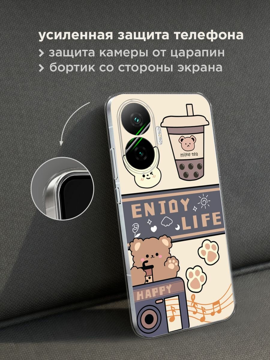 Силиконовый чехол на Poco F7 / Поко F7 с принтом "Enjoy life 1" — фото 1