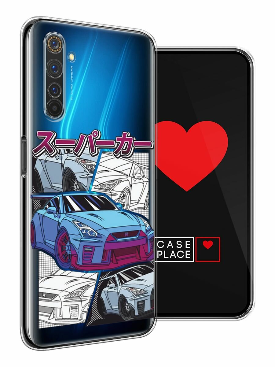 Чехол на Realme 6 Pro / Реалми 6 Про с принтом "JDM коллаж", прозрачный — фото 1