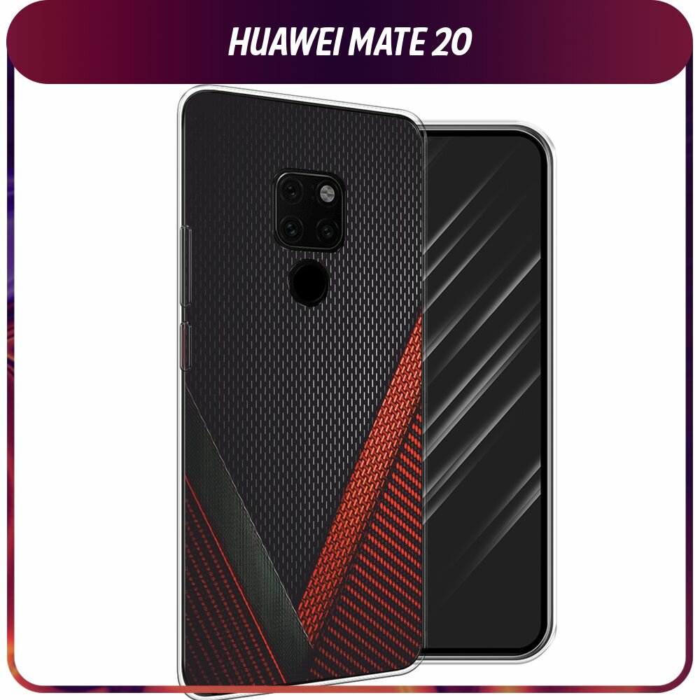 Чехол на Huawei Mate 20 / Хуавей Мате 20 с принтом "Красный карбон"