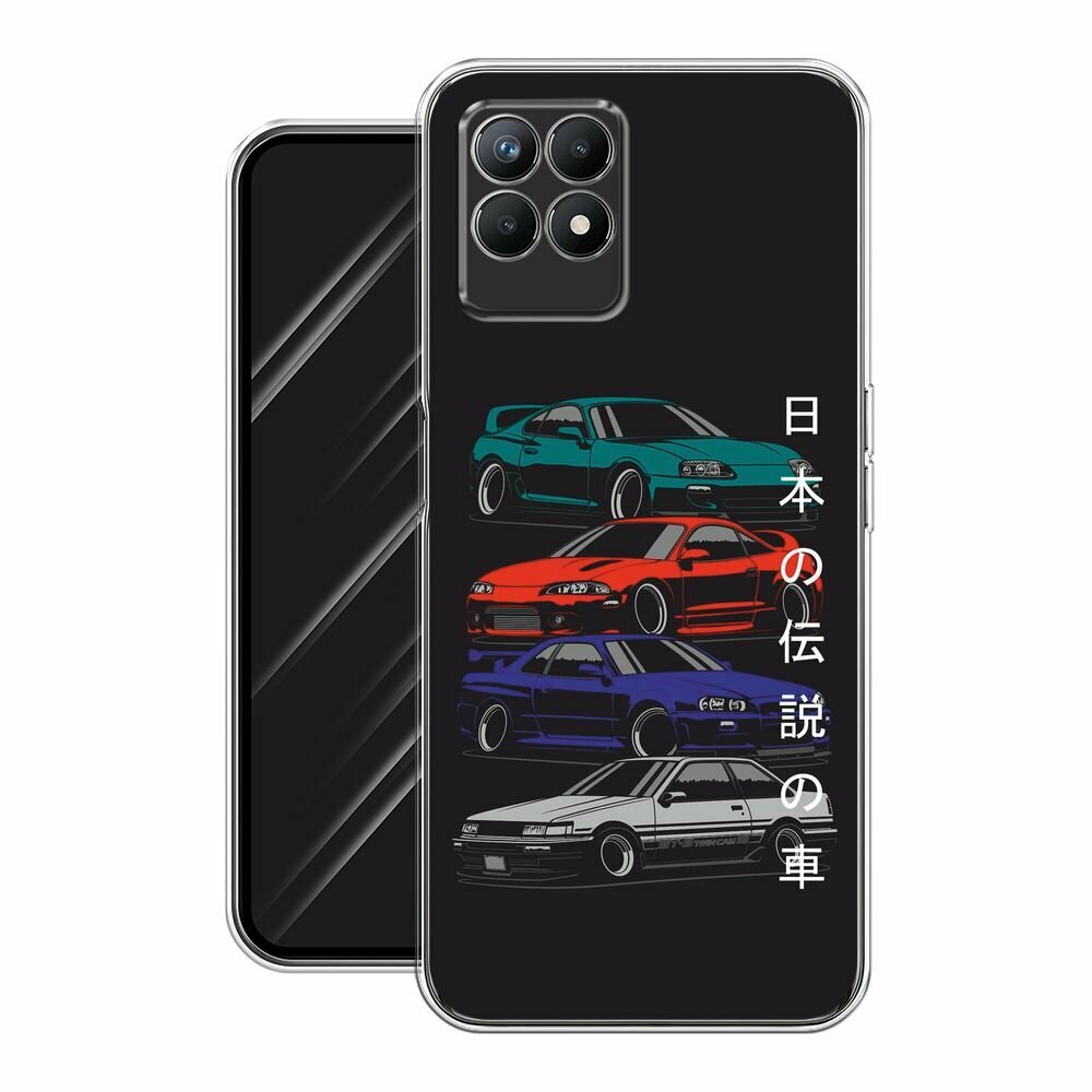 Силиконовый чехол на Realme 8i / Реалми 8i с принтом "JDM Legend cars" — фото 1