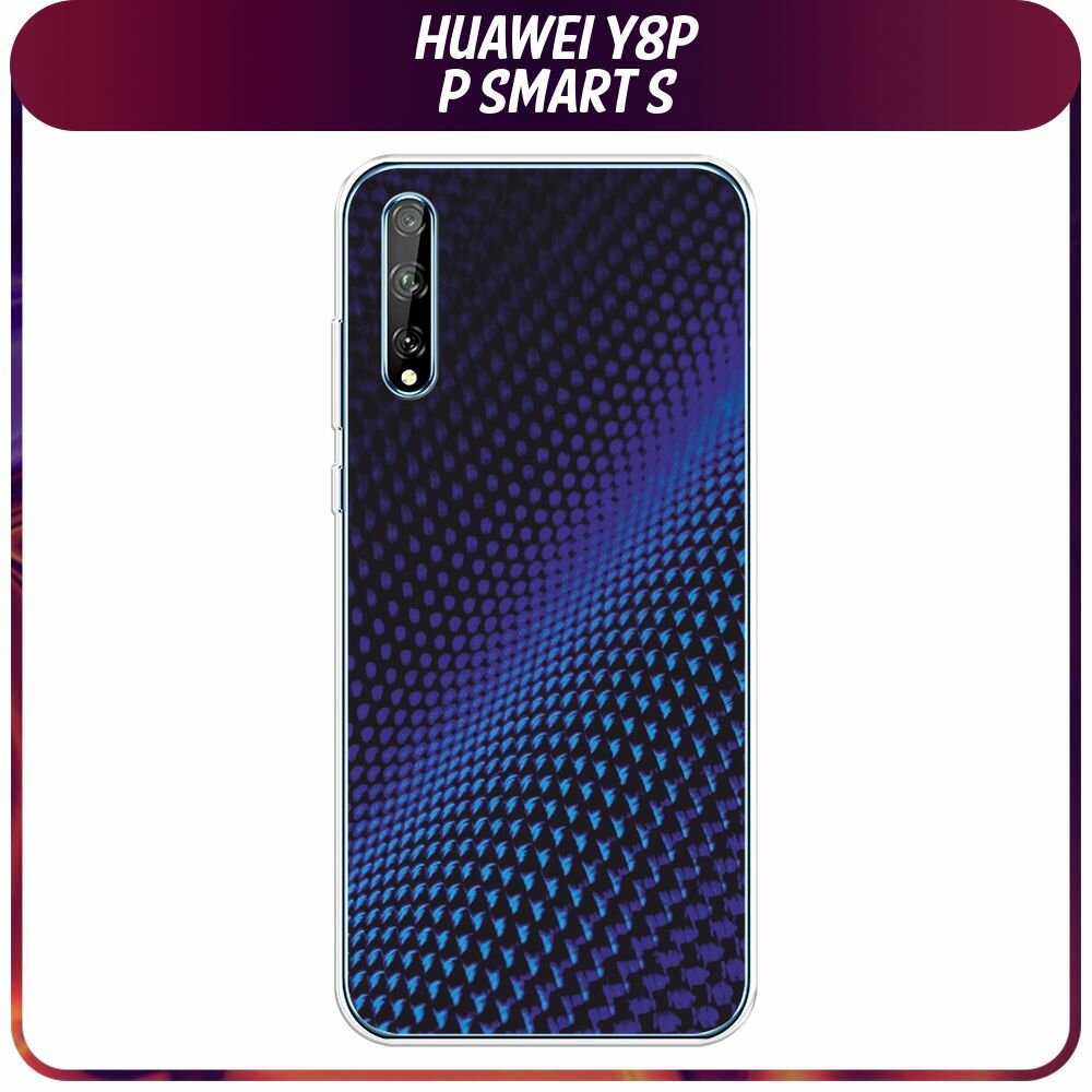 Чехол на Huawei Y8p/P Smart S / Хуавей Y8p/P Smart S с принтом "Синий карбон"