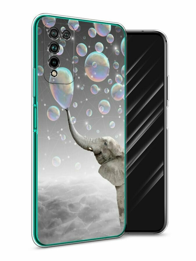 Чехол на Honor 10X Lite / Хонор 10X Лайт с принтом "Слон и мыльные пузыри"