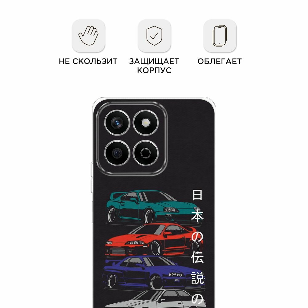 Силиконовый чехол на Honor X7c / Хонор X7c с принтом "JDM Legend cars" — фото 1