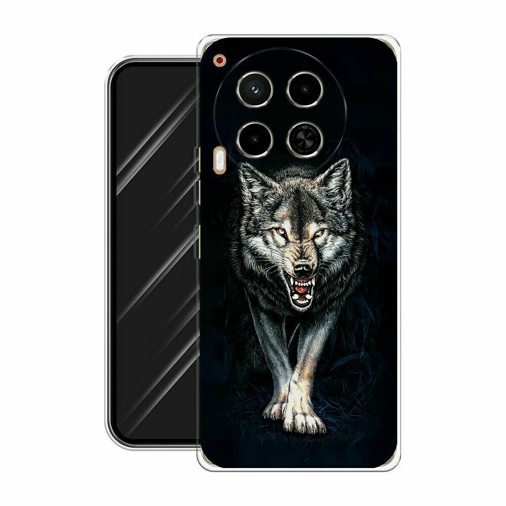Чехол на Tecno Camon 30 4G / Текно Камон 30 4G с принтом "Злобный волк из ночи" — фото 1