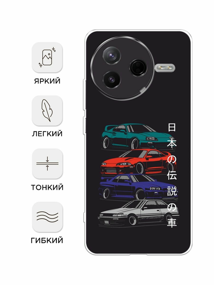 Чехол на Poco F7 Pro / Поко F7 Про с принтом "JDM Legend cars" — фото 1