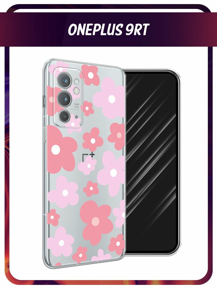 Чехол на OnePlus 9RT / ВанПлас 9RT с принтом "Нежные розовые цветочки рисунок", прозрачный
