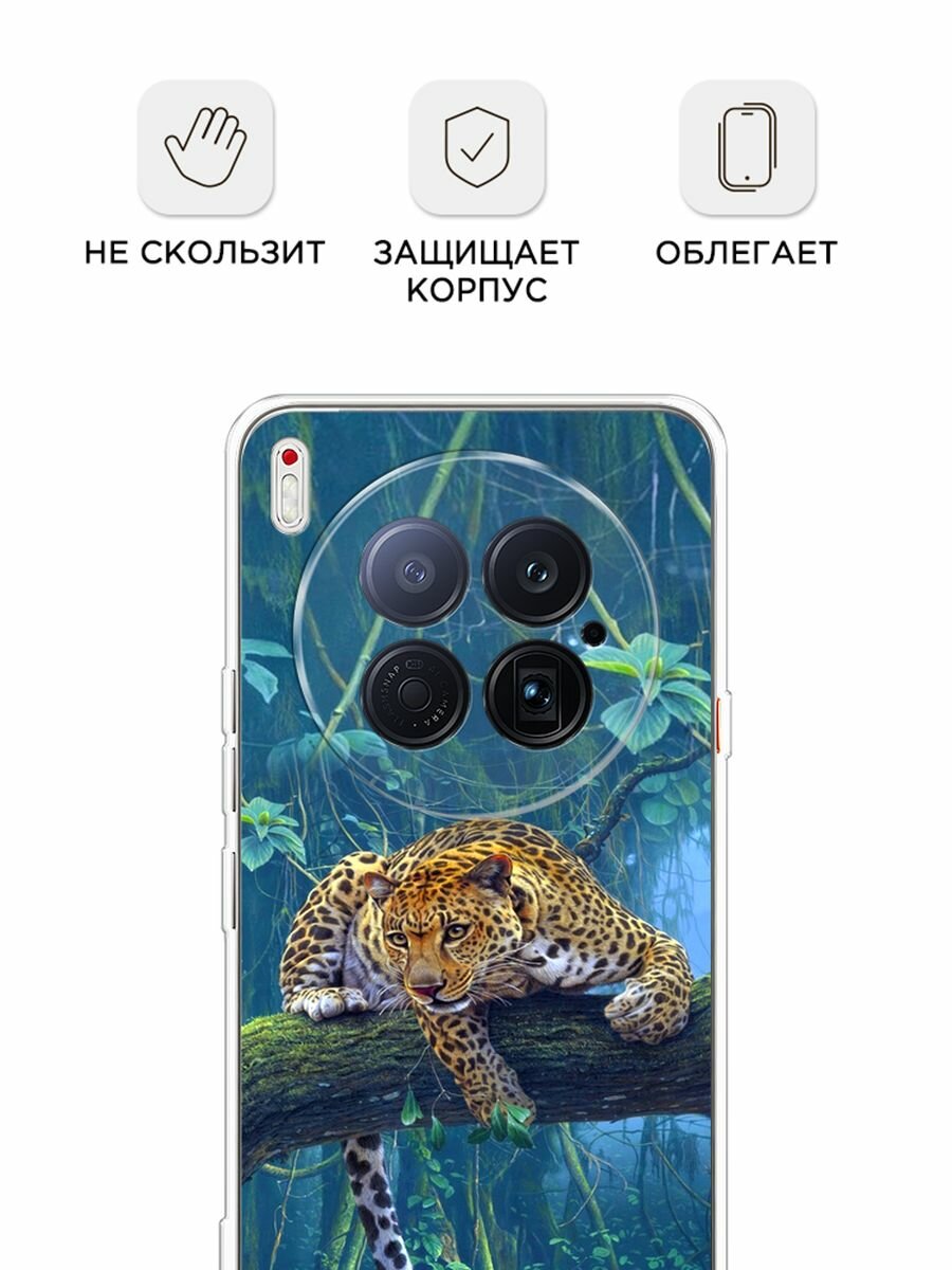Чехол на Tecno Camon 40 Premier / Текно Камон 40 Премьер с принтом "Леопард охотник" — фото 1