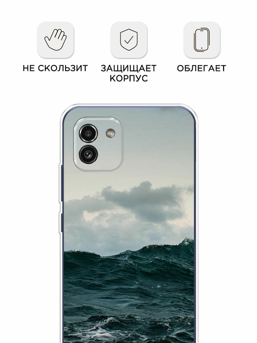 Чехол на Samsung Galaxy A03 / Самсунг Галакси А03 с принтом "Волны 11" — фото 1