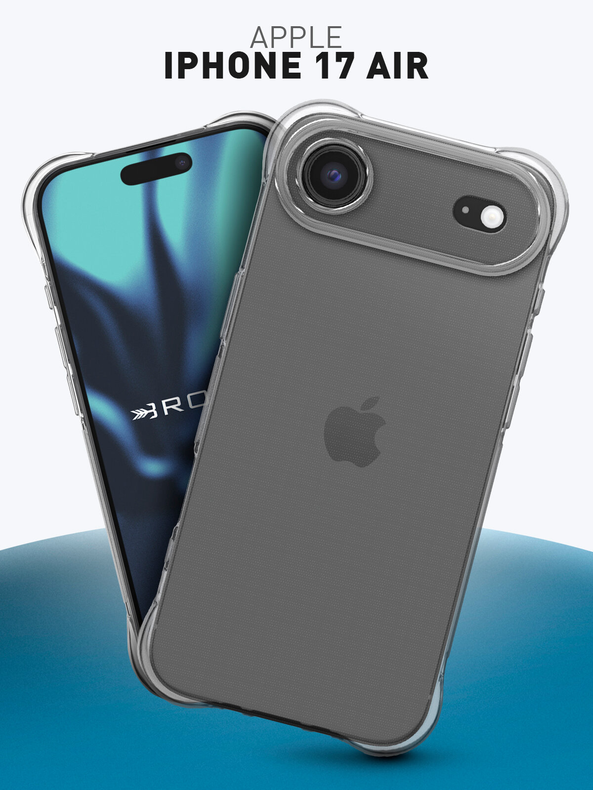 Противоударный силиконовый чехол Rosco на Apple iPhone 17 Air (Айфон 17 Аир), прозрачный