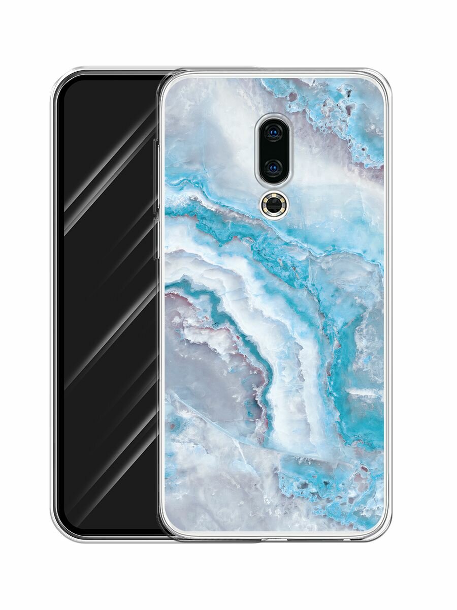 Чехол на Meizu 16th / Мейзу 16th с принтом "Нежно-голубой мрамор" — фото 1
