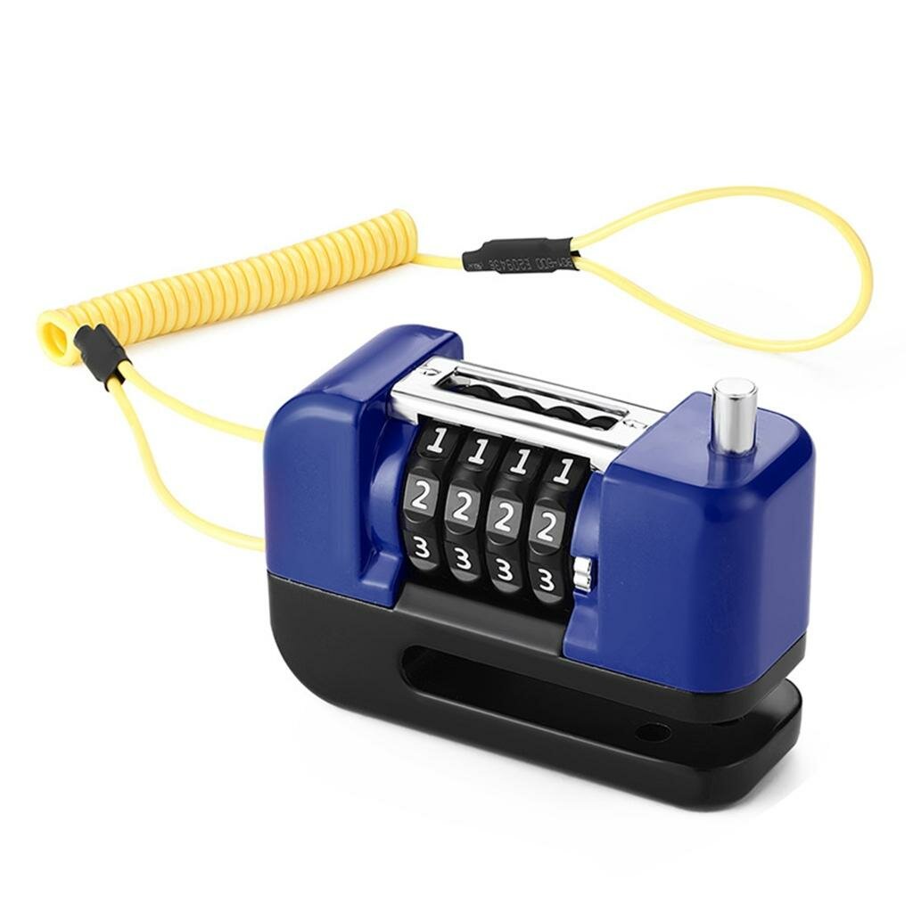 Замок для велосипедного дискового тормоза из алюминиевого сплава с 4-значным кодом, Синий