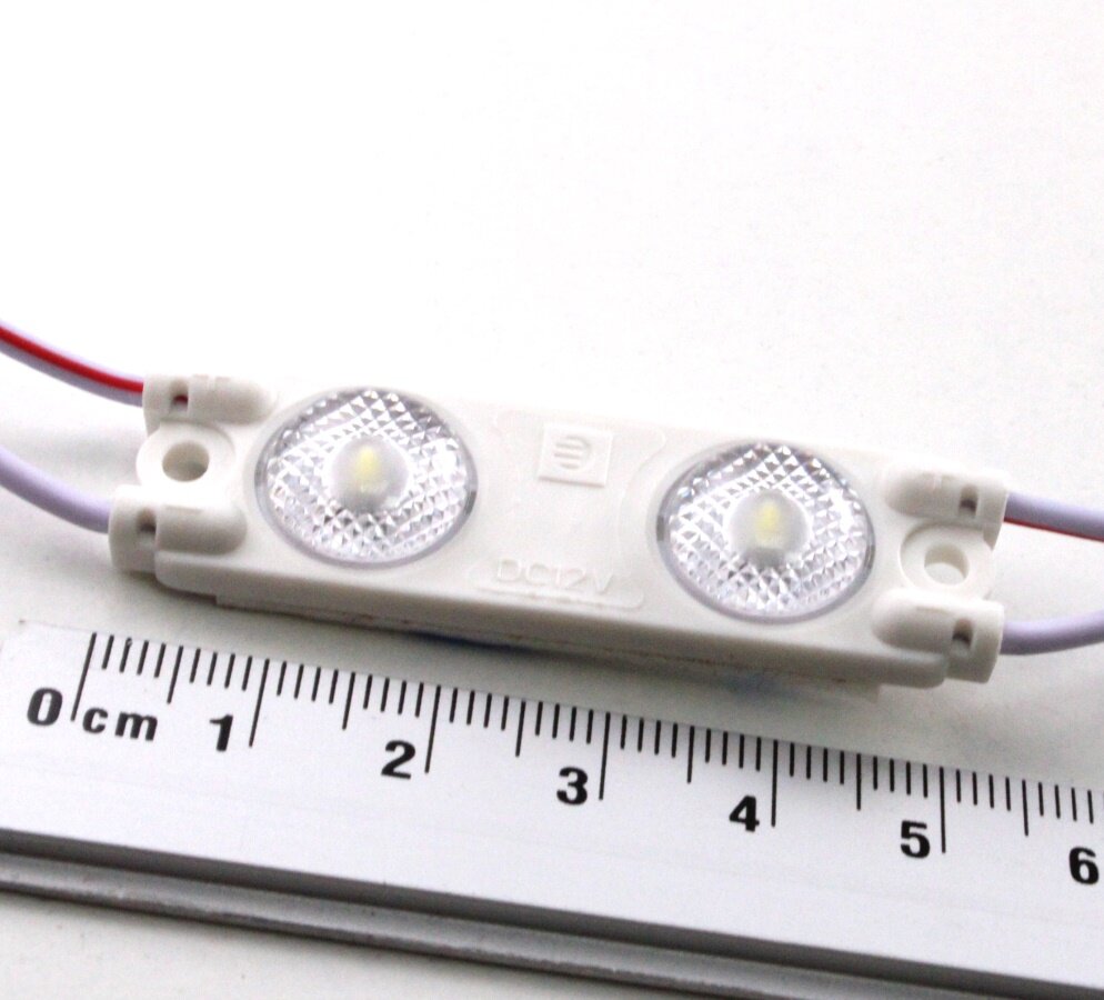 LED modul PCB-12-2SMD3030-W ELF RAY2W 140Lm, 12V, 1W, White, 170гр, IP67, Модуль светодиодный белый, 52х16х6мм, ELF, Ра